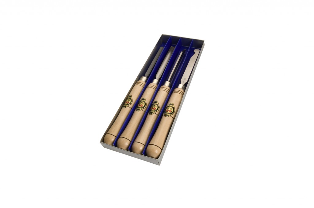 Turning Tool Set of 4 with Long Wooden Handle - Two Cherries USA